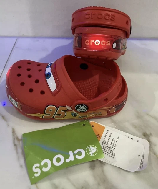 CROCS LIGHTNING MCQUEEN Toddler Size C8 Light-Up Disney Pixar Cars FAST ...