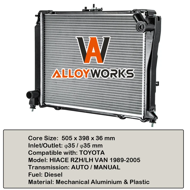 AUS RADIATOR FOR TOYOTA HIACE VAN LH DIESEL 8/1989-1/2005 Auto Manual ...