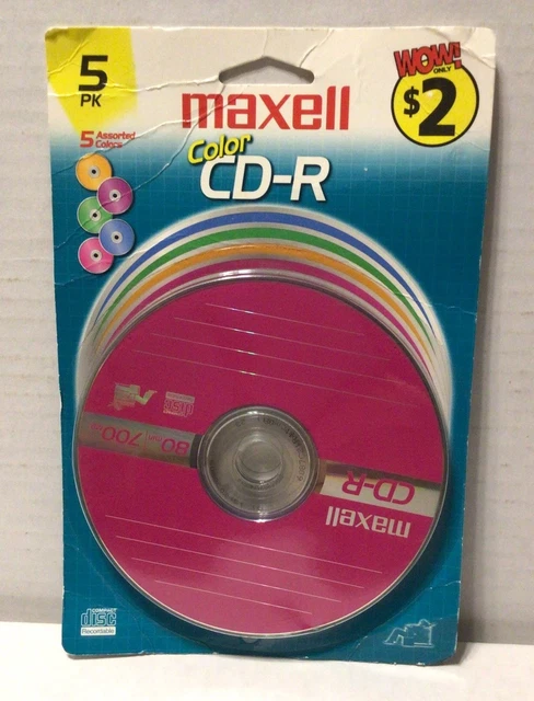 5 PACK MAXELL Color CD-R Data - Music Photos - 80mins 700mb - New ...