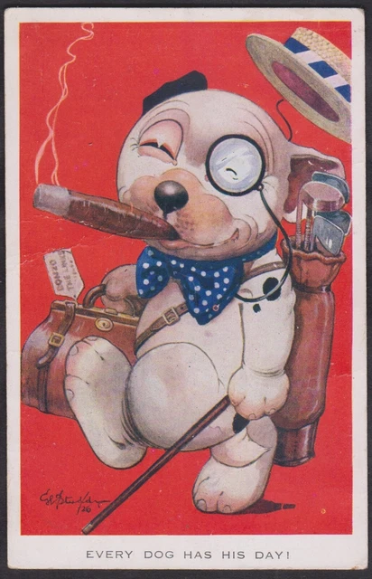 VINTAGE BONZO POSTCARD Artist G.e.studdy 'Every Dog Has His Day' #1202 ...