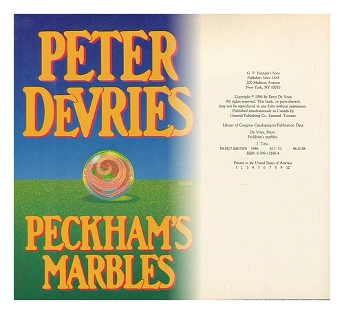 VRIES, PETER (1910-1993) Peckham's Billes / Peter de Vries 1986 First ...