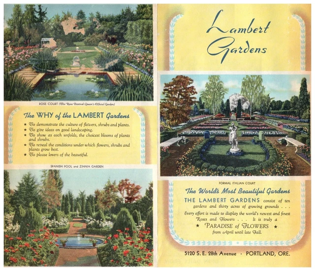 1960S LAMBERT GARDENS Portland Oregon Brochure Burton Court Italian ...
