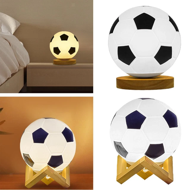 3D SOCCER LAMP Dimming Table Lamp USB Powered Warm White LED Night Wood ...
