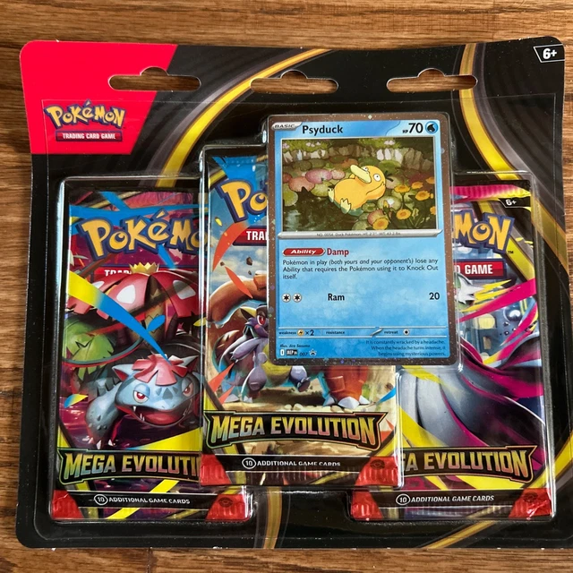 NEW POKÉMON TCG Mega Evolution 3 Pack Blister [Psyduck] X1 Factory ...