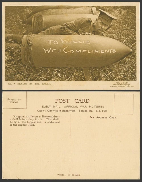WW1 DAILY MAIL Old Postcard A Present for the Kaiser, To Willie with ...