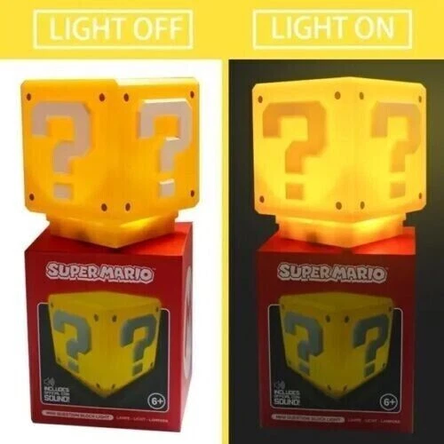 SUPER MARIO BROS Question Mark Block Night Light up Lamp Nintendo Bros ...
