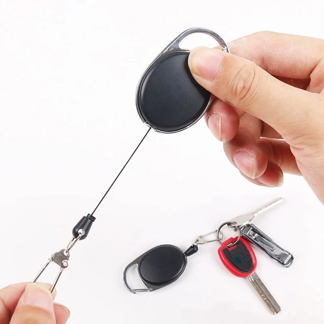 BELT NAME TAG Card Keychain Retractable Pull Badge Reel Key Ring Badge ...