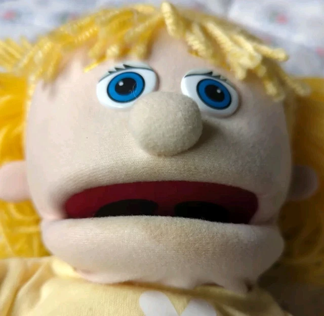 SILLY PUPPETS KATIE Peach Girl Yellow Hair Doll Hand Puppet Soft Plush ...
