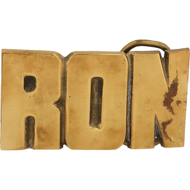 NEW BRASS RON Ronald Ronnie Ronny Name Tag Hippie 1970s NOS Vintage ...