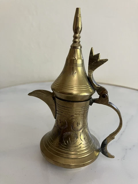 SMALL BRASS DALLAH Coffee Pot Islamic Middle Eastern Turkish Arabic £15 ...