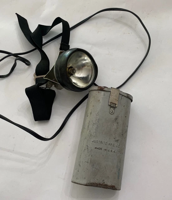 VINTAGE JUSTRITE MFG Co Battery Operated Head Lamp Miners Light £9.82 ...