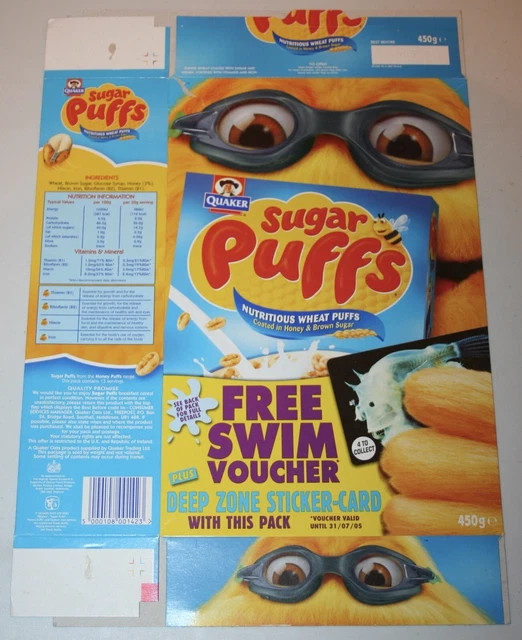 VINTAGE QUAKER SUGAR Puffs Cereal Box 2005 £5.99 - PicClick UK
