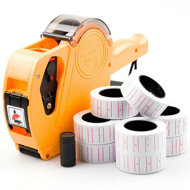 PRICE TAG GUN Pricing Labeller +11 Label Rolls Sticker Spare Ink Shop ...