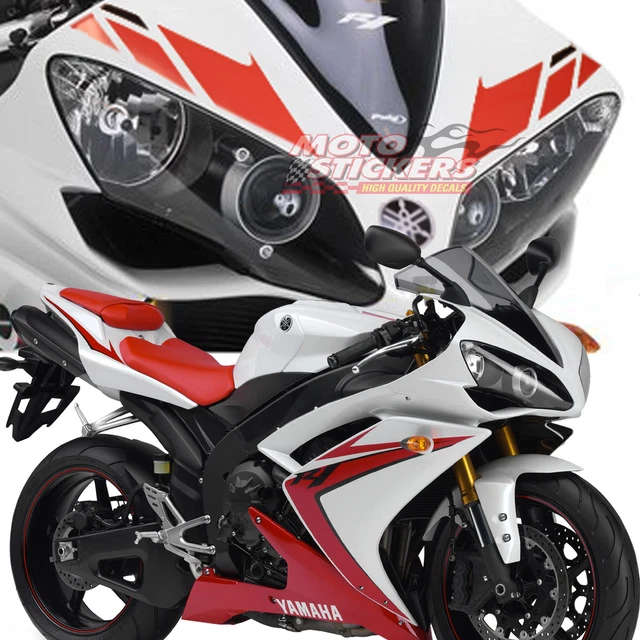 YAMAHA R1 2007 2008 - kit adesivi replica colore rosso nero per moto ...