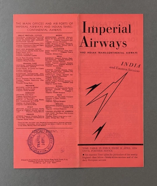 IMPERIAL AIRWAYS 1932 Trans-African Atalanta Cutaway Airline Brochure ...