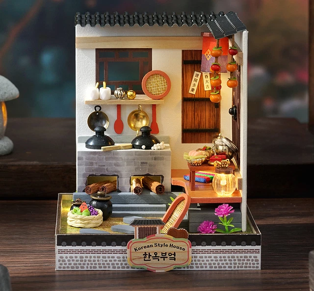 ADICO DIY WOODEN Korean Hanok Miniature House Kit Buyeok Kitchen ...
