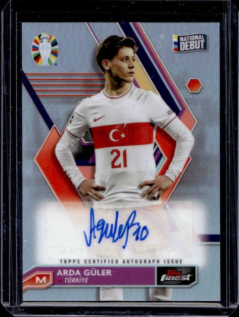 2023 TOPPS FINEST UCL Arda Guler EURO 2024 National Debut Autographe ...