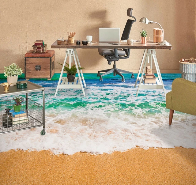 3D BEACH WAVES 16405NA Floor WallPaper Murals Wall Print 5D AJ ...