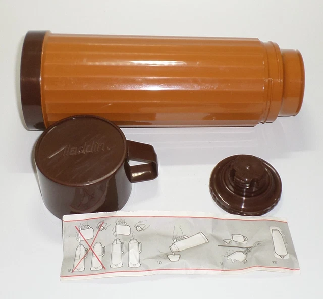 VINTAGE ALADDIN THERMOS~FLASK~WITH LEAFLET~HOT AND COLD DRINKS~SOUPS ...