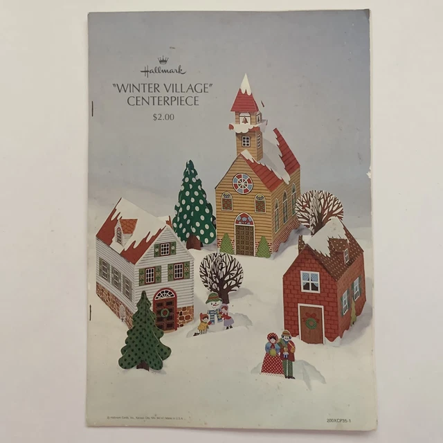 VINTAGE HALLMARK WINTER Village Centerpiece Cardboard Houses Snow ...