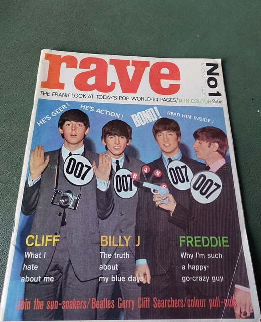 RARE 1ST ISSUE RAVE Magazine FEBRUARY 1964 Beatles James Bond Dusty ...