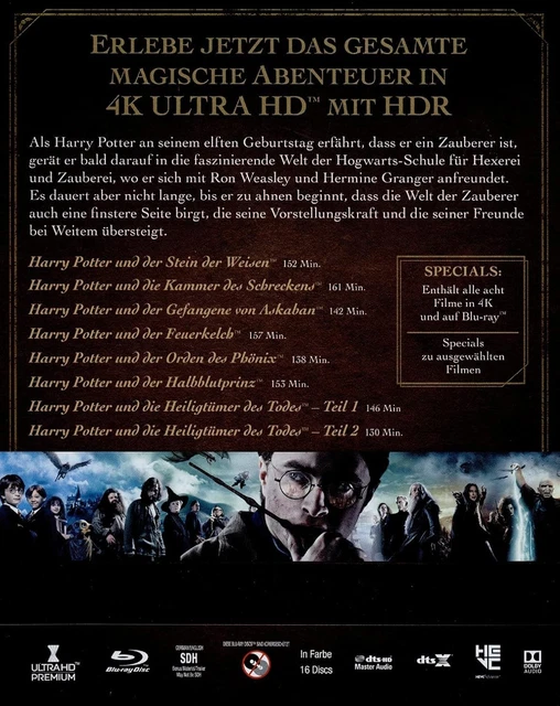 HARRY POTTER: THE Complete Collection, 8 film (4K Ultra-HDs), Inglese ...