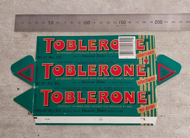 VINTAGE CHOCOLATE BAR Wrapper TOBLERONE BITTERSWEETS 3oz - 85g - Dual ...