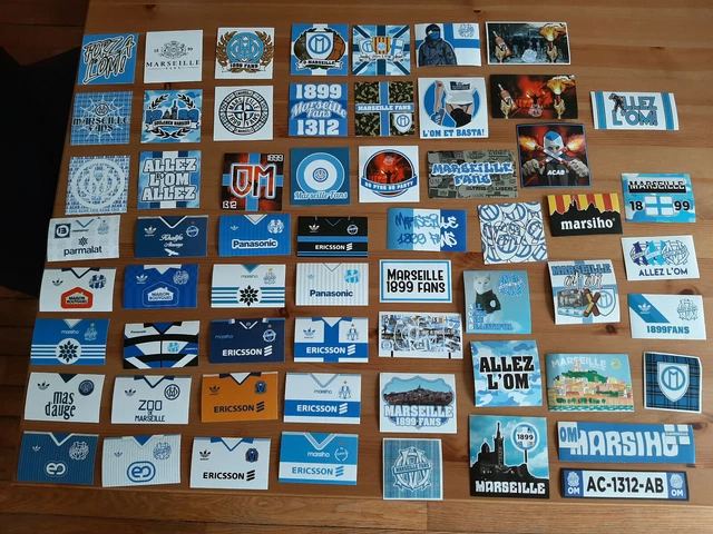 LOT 50 STICKERS OM Olympique de Marseille différents EUR 25,00 ...