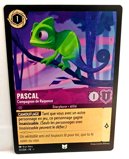 CARTE DISNEY LORCANA Mickey Pascal Compagnon de Raiponce 53/204 Foil ...