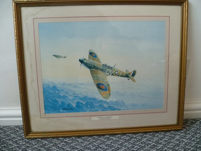 A VINTAGE &PEACEFUL Moment" 'Howard Bourne' WW11 RAF Spitfire Framed ...