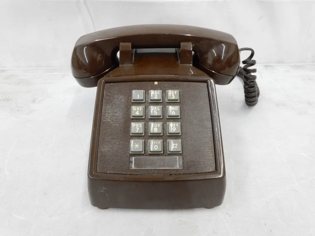 VINTAGE TELEPHONE PUSH Button Dial Brown Western Electric Telephone £22 ...