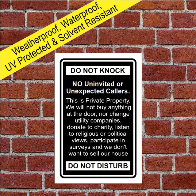 DO NOT KNOCK / do not disturb sign 9142a Waterproof Solvent Resistant ...