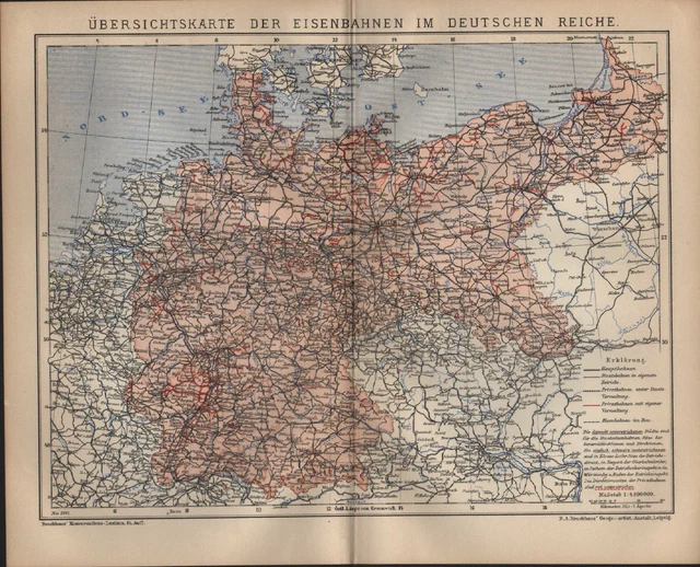 LANDKARTE MAP 1901: EISENBAHNEN IM DEUTSCHEN REICH. Eisenbahn Deutsches ...