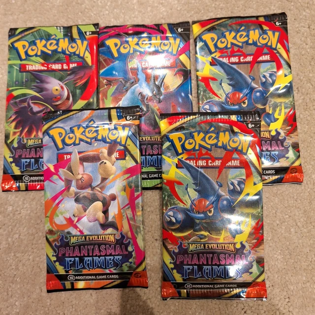5 BOOSTER PACKS Pokémon TCG Mega Evolution Phantasmal Flames (5 Packs ...