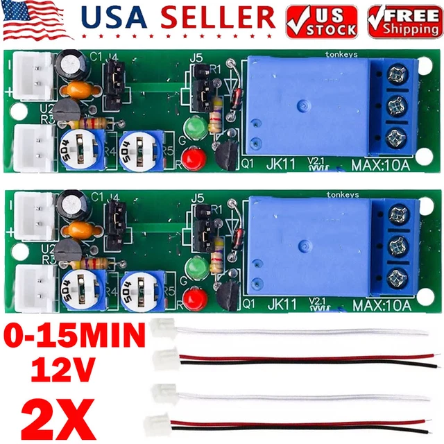 2X 12V INFINITE Cycle Delay Time Timer Relay Turn ON OFF Switch Loop ...