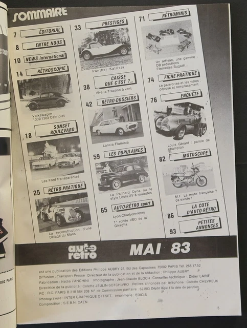 REVUE AUTO RETRO n°33 1983 Delage 3L LE Mans Lancia Flamina $10.46 ...