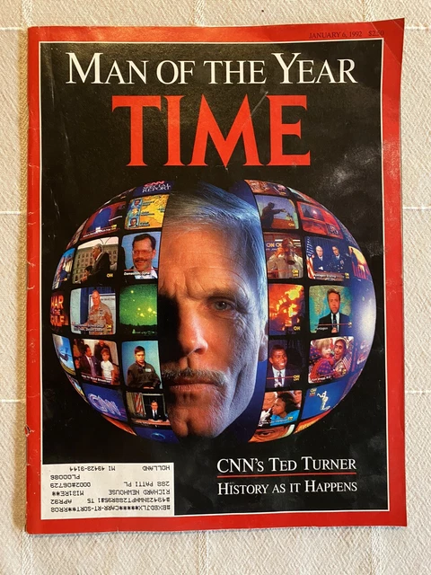 TIME MAGAZINE, JANUARY 6, 1992, "Man Of The Year: CNN's Ted Turner" £4. ...