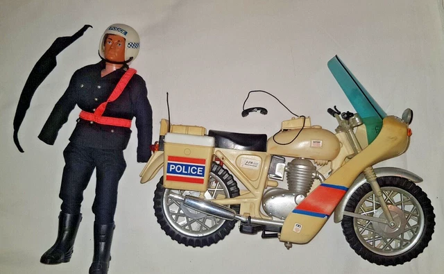 VINTAGE ACTION MAN Police Officer + bike 1964 palitoy (used condition ...