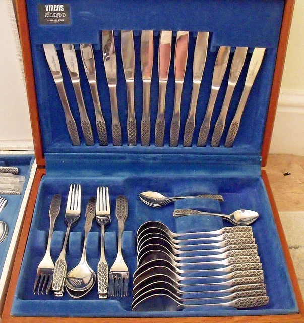 VINTAGE VINERS SHAPE Stainless Steel 44pc Canteen Cutlery Set Mid ...
