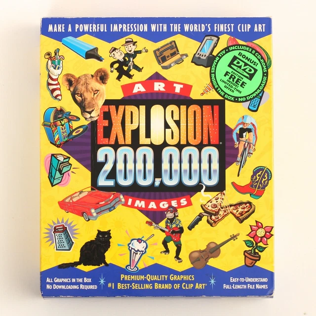 ART EXPLOSION 200,000 Images 90’s Clip-Art Big Box CD-ROM Software ...