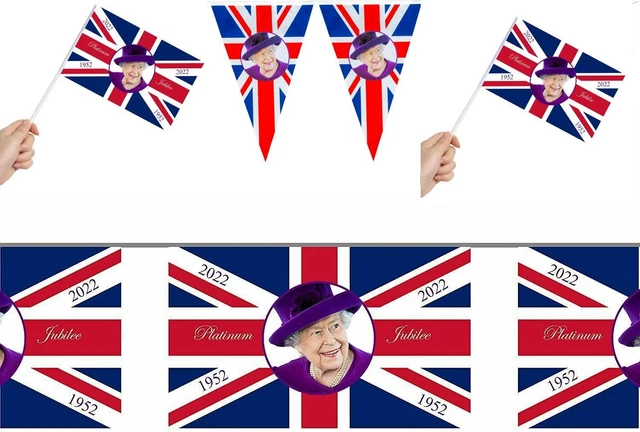 UNION JACK QUEEN Jubilee Street Party Decorations Bunting Banners Flags ...