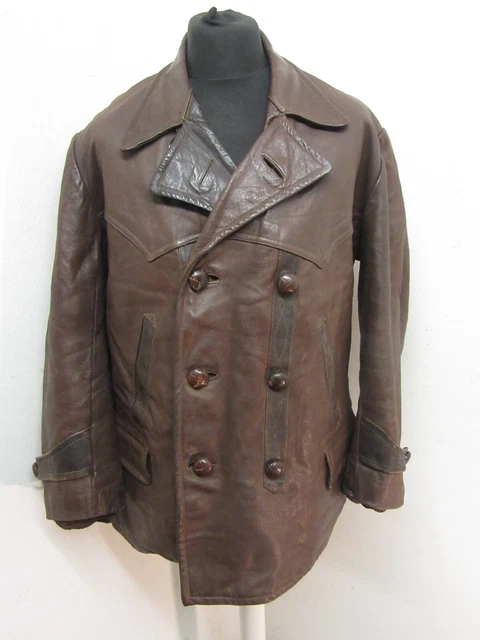 VINTAGE WW1 DISPATCH Rider Horsehide Leather Motoring Coat Jacket Size ...