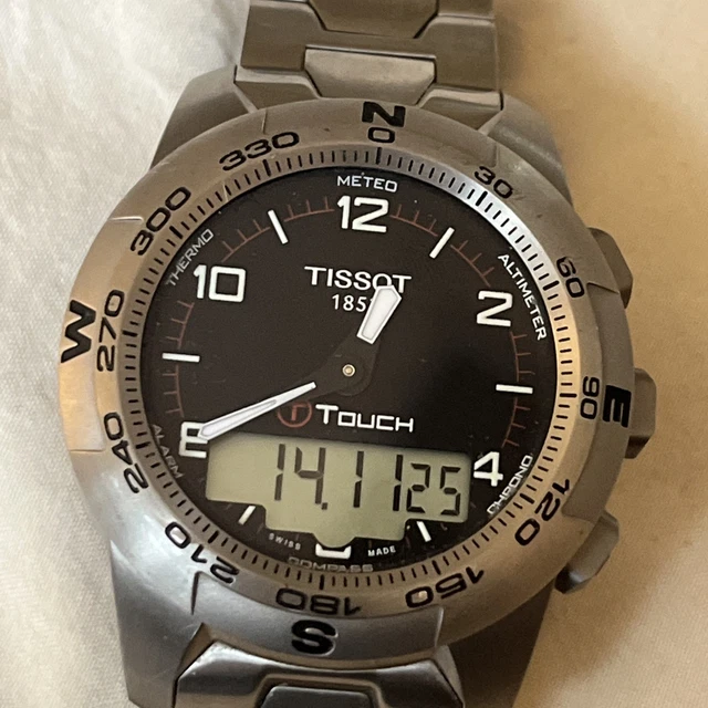 TISSOT T-TOUCH II Titanium Black Carbon Analog & Digital Men's Watch £ ...