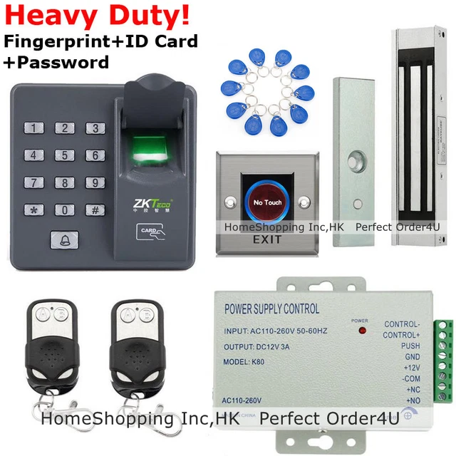 ZKTECO BIOMETRIC FINGERPRINT+RFID Door Lock Access Control Kit+Magnetic ...