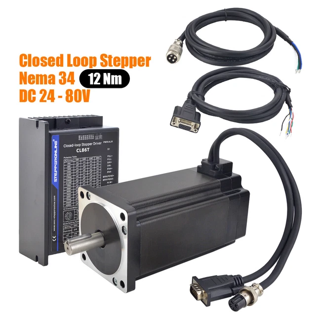 STEPPERONLINE NEMA34 12NM Closed Loop Stepper Servo Motor and Hybrid ...