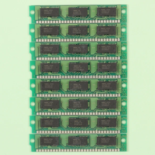 30 PIN 8MB RAM (8x 1MB Modules) Parity 5V 70ns NEC Memory *TESTED w ...