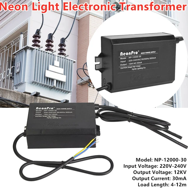 ELECTRONIC NEON LIGHT Sign Transformer 12KV 30mA Power Supply Rectifier ...
