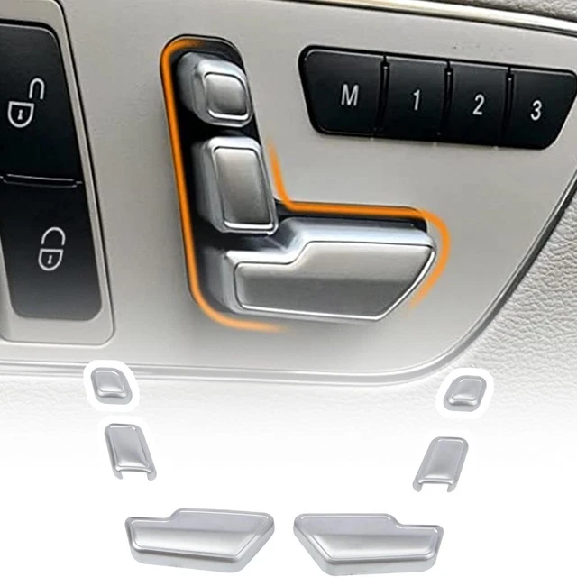 6 PCS SILVER Door Seat Adjustment Button Cover for C Class W204 2008 ...