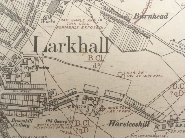 GEO MAP OF Larkhall. 1913 Edition County Quarter Sheet Lanarkshire ...