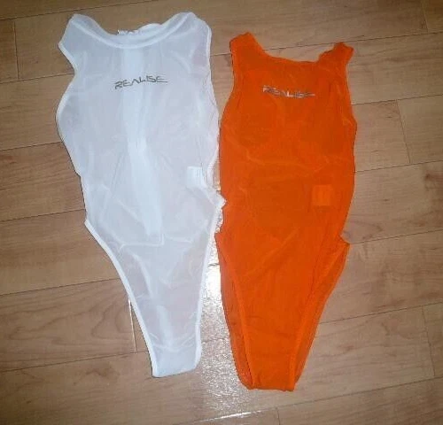 REALISE SEE-THROUGH WHITE Leotard Orange Competitive Swimsuit 2 Types ...